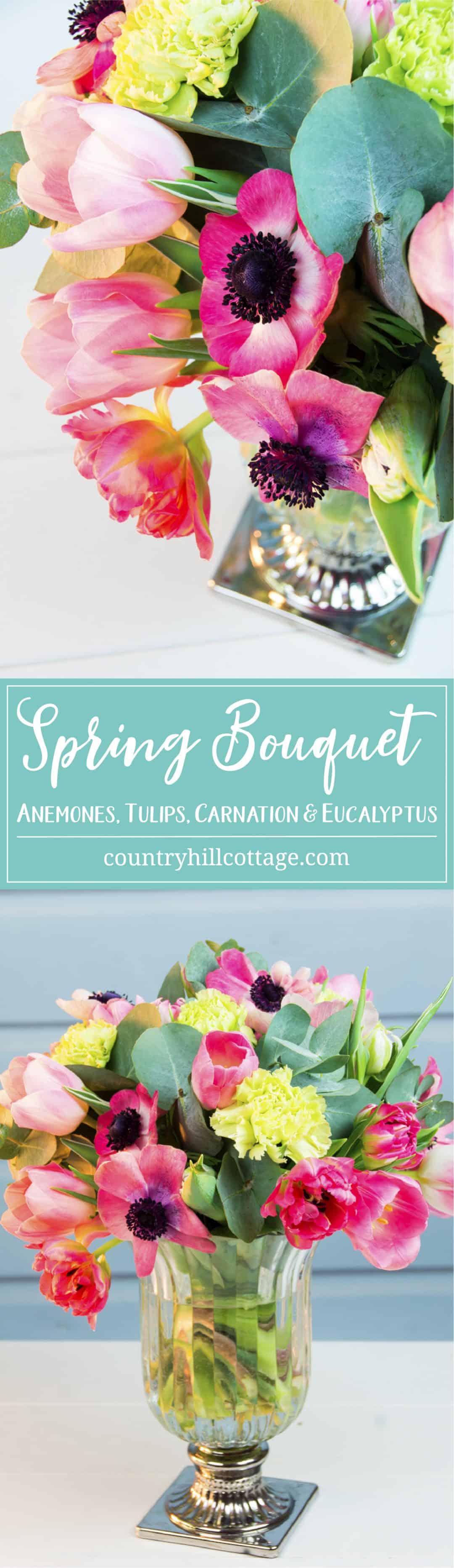 Fresh Spring Bouquet with Anemones, Tulips & Eucalyptus