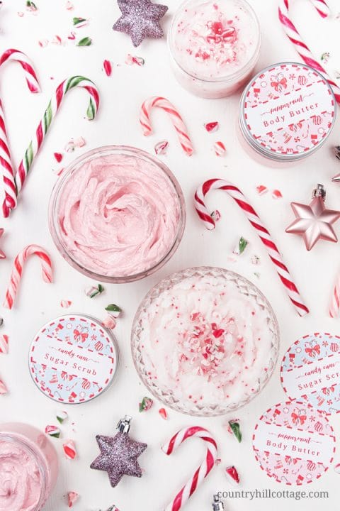DIY Candy Cane Sugar Scrub and Peppermint Body Butter