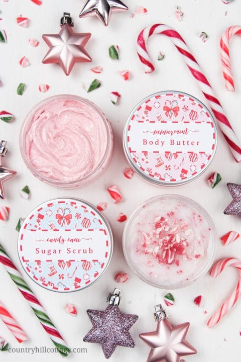 DIY Candy Cane Sugar Scrub and Peppermint Body Butter