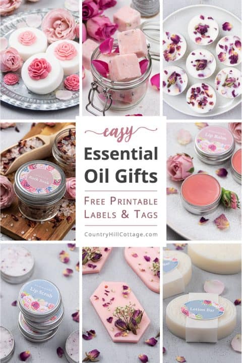Easy Essential Oil Gifts for Essential Oil Gift Basket + Printable Labels
