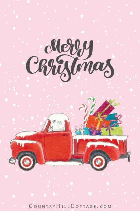 Christmas Truck Free Printable Wall Art, Greeting Cards & Gift Tags