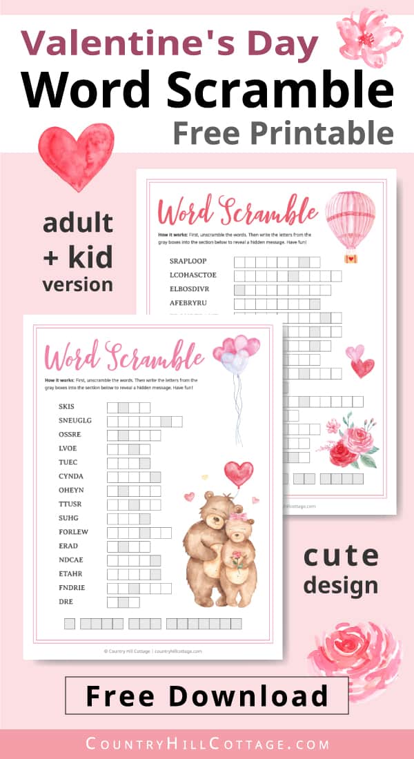 Valentine's Day Word Scramble Printable
