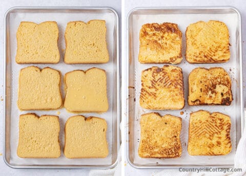 French Toast with Condensed Milk {Oven Baked Sheet Pan Recipe No Milk}